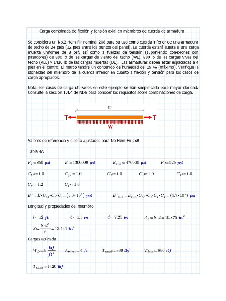 Ejercicio N°2 Miembros sometidos a Tesion y Compresion combinadas | PDF