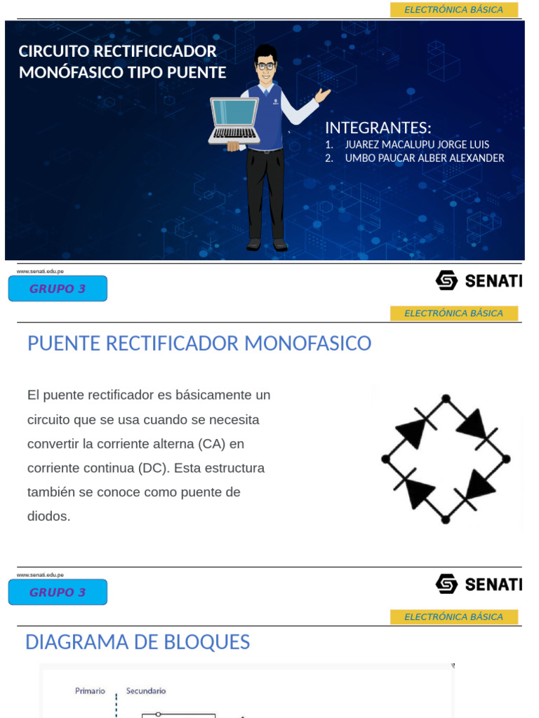 Puente Rectificador GRUPO 3 | PDF | Rectificador | Corriente continua