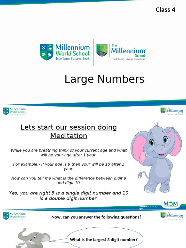 Class 4 Chap 3 Large Numbers Day 1 | PDF
