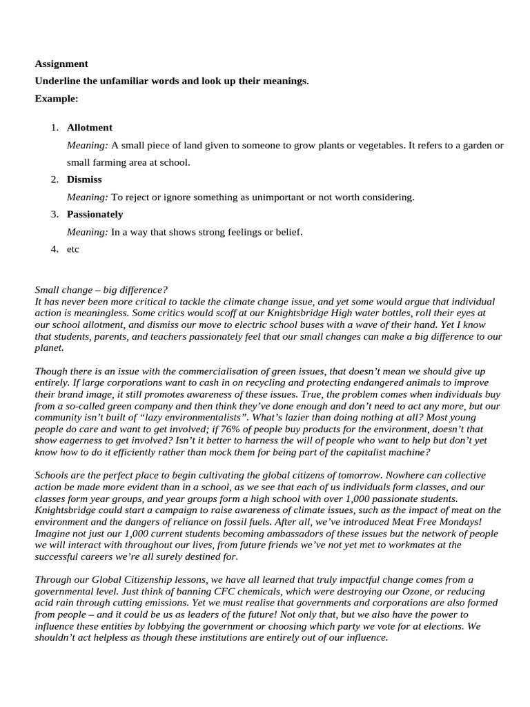Small Changes for Climate Action | PDF | Economy And The Environment ...