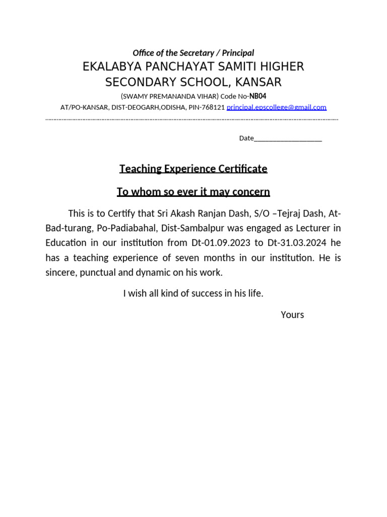 Experience Certificate | PDF