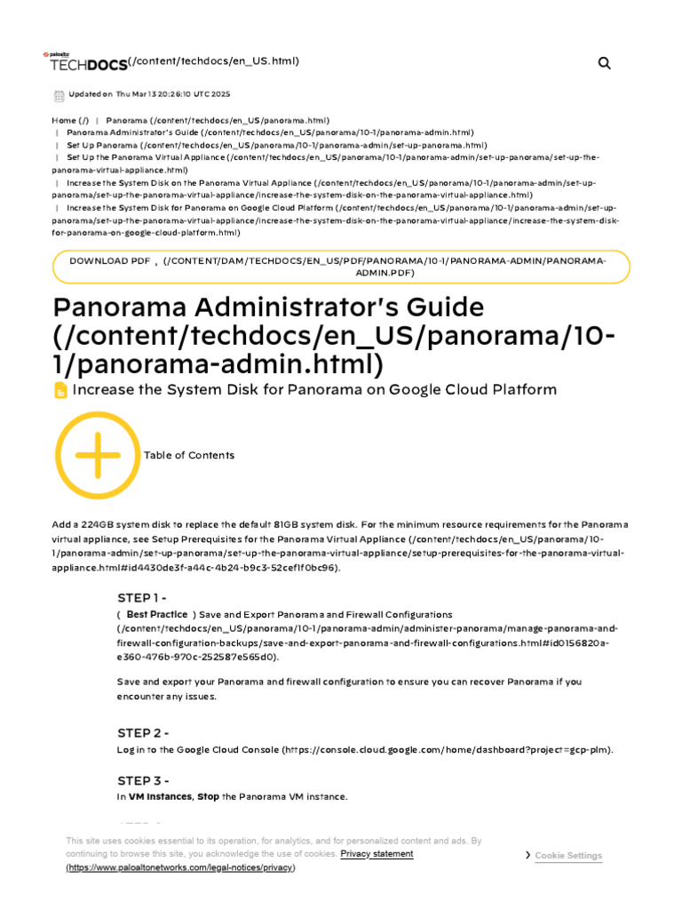 Increase the System Disk for Panorama on Google Cloud Platform | PDF ...