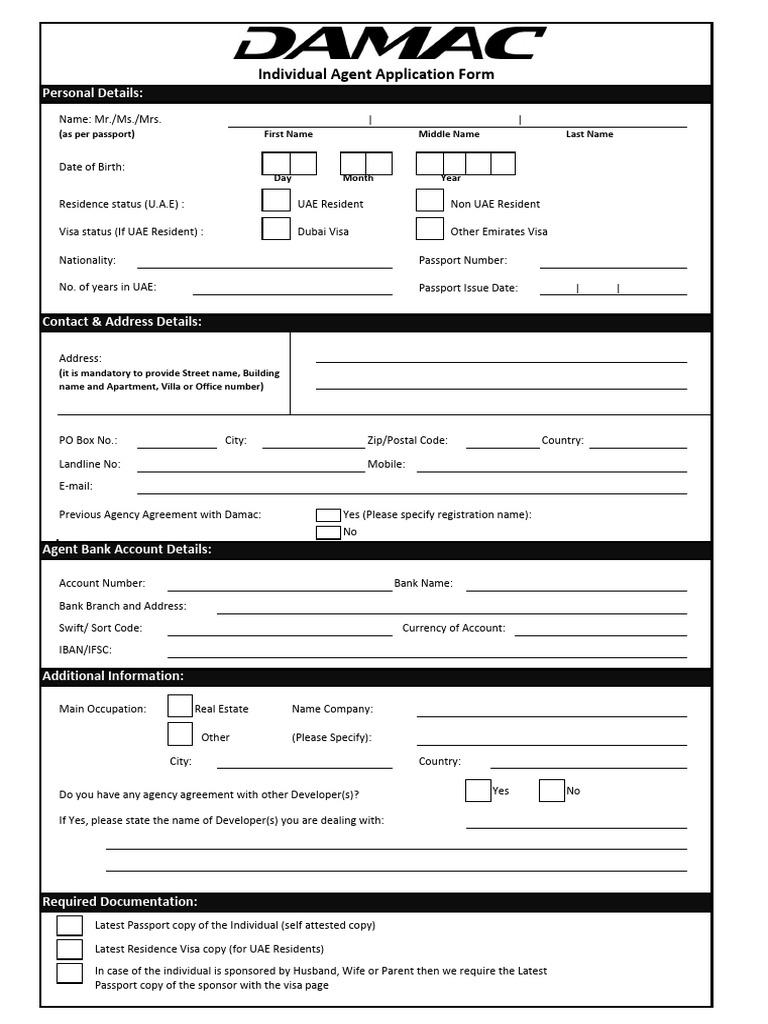 Individual Agent Application Form | PDF