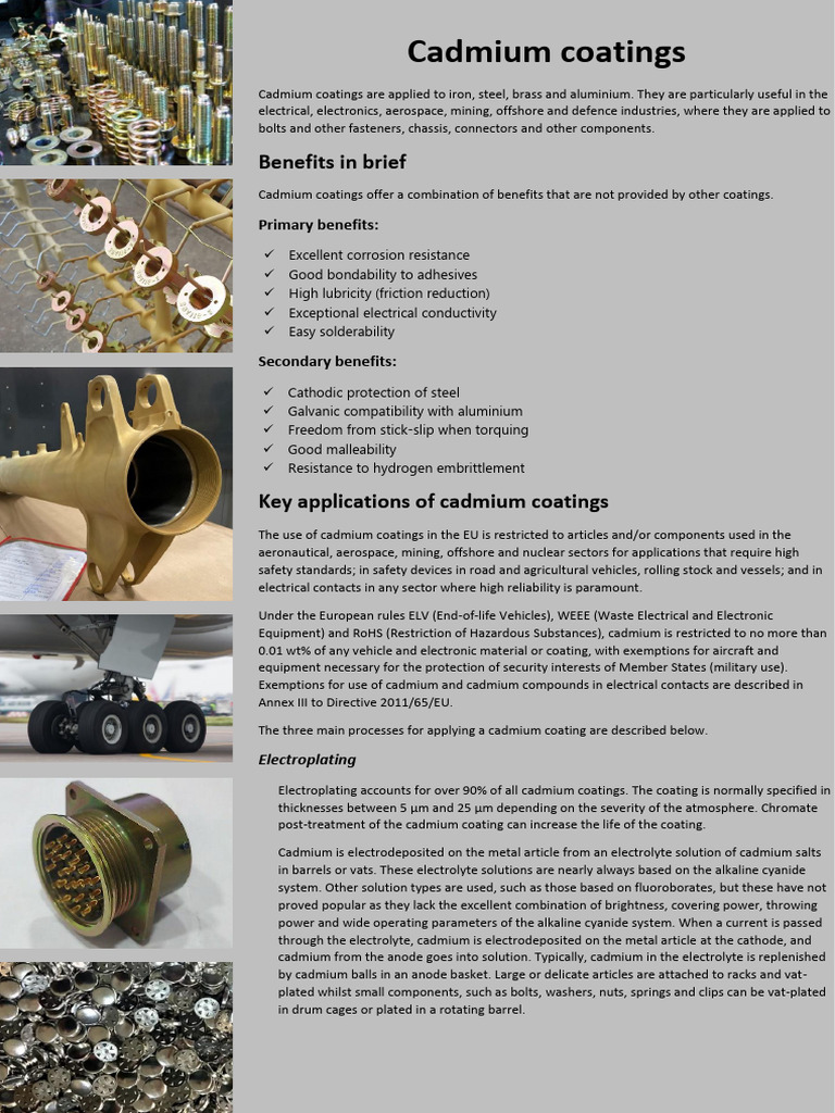 Cadmium Coatings: Applications & Benefits | PDF | Corrosion | Cadmium