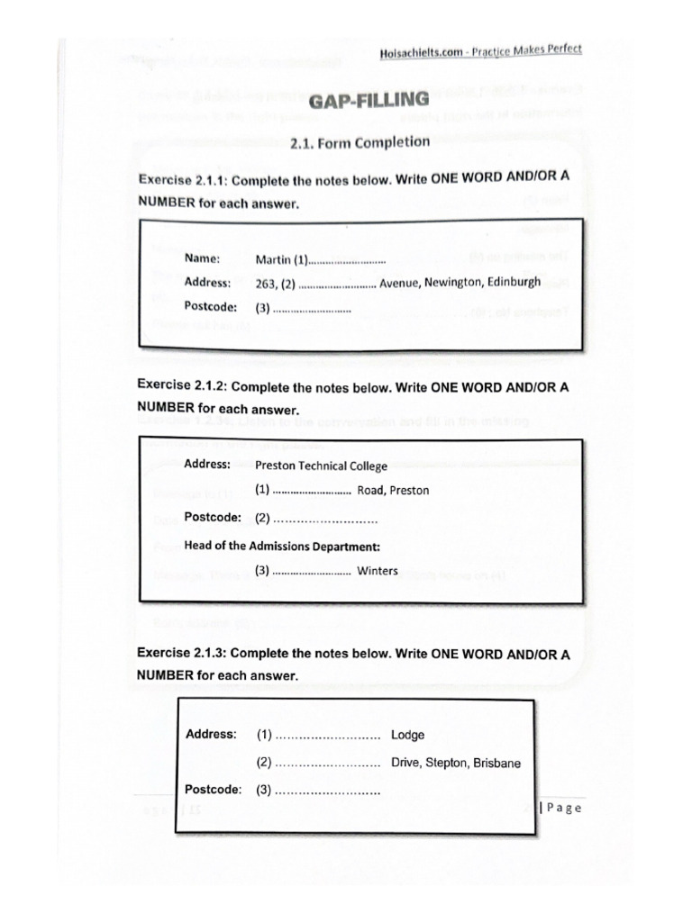 Listening - FORM FILLING | PDF