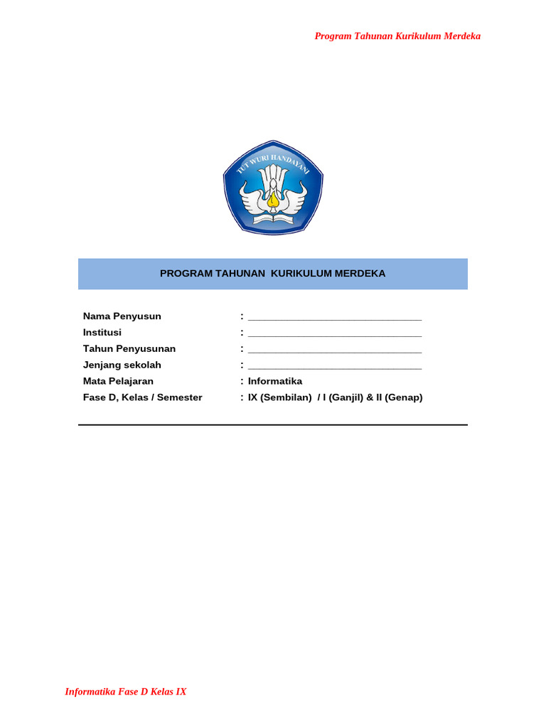 Prota Kurikulum Merdeka | PDF