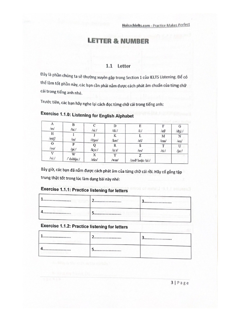 Listening - LETTERS | PDF