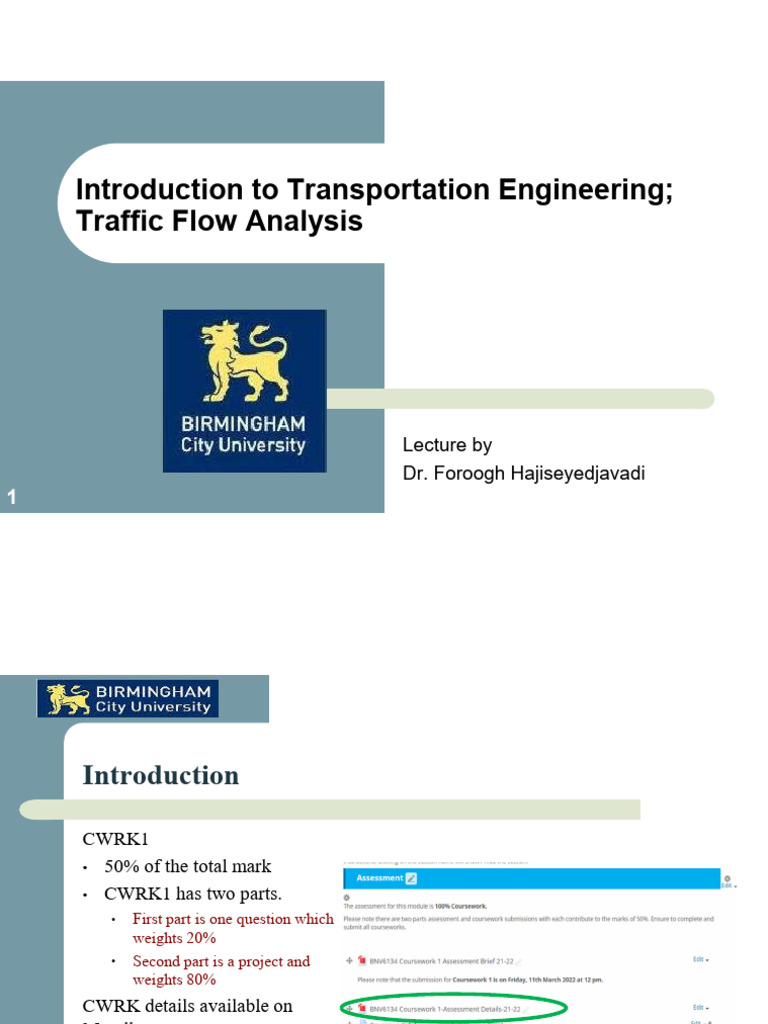 Week1_Introduction and Traffic flow analysis | PDF | Traffic | Speed