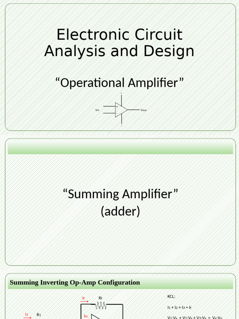Summing and Differential Op Amp | PDF | Amplifier | Operational Amplifier