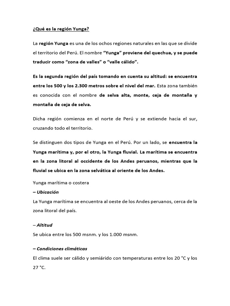 Qué Es La Región Yunga | PDF | Clima | Geografía Física