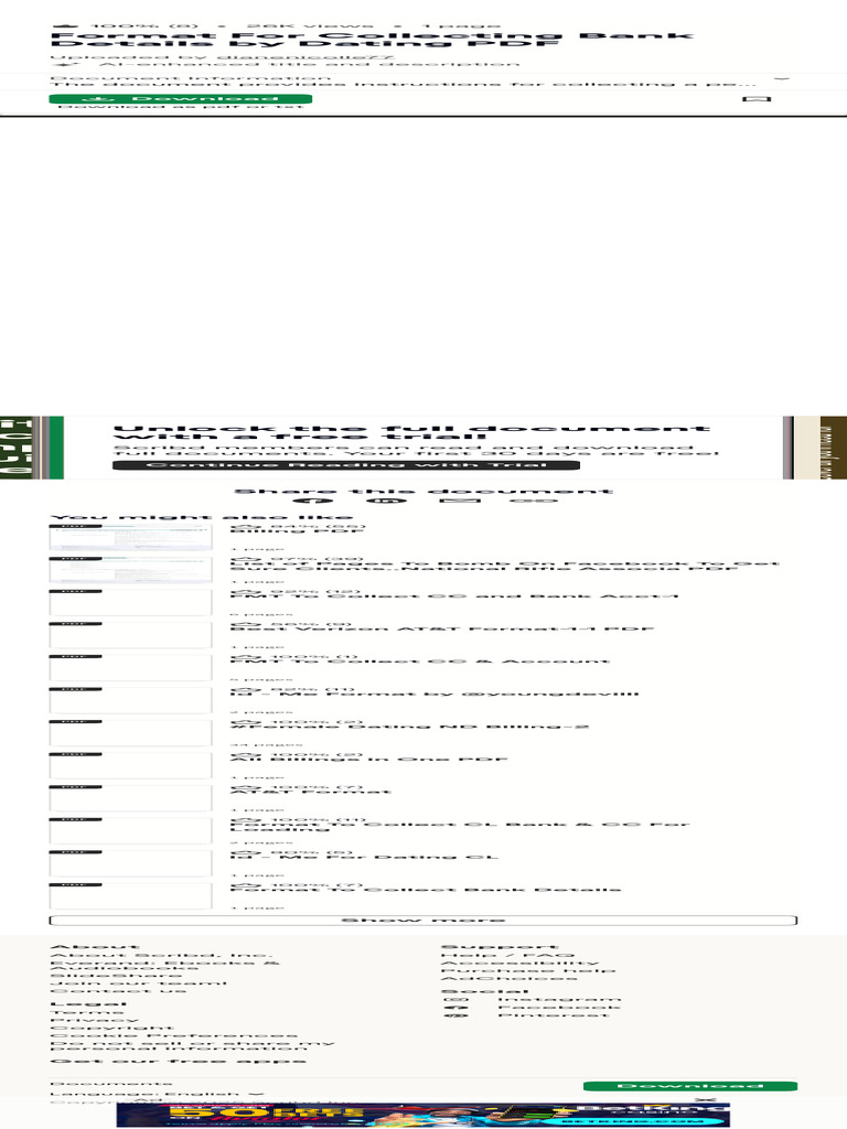 Format for Collecting Bank Details by Dating PDF PDF Scribd Online Services | PDF | Written ...