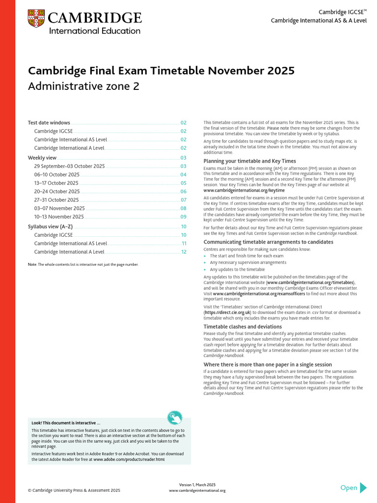 Zone 2 November 2025 Final Timetable v1 2 | PDF | Mathematics | Science