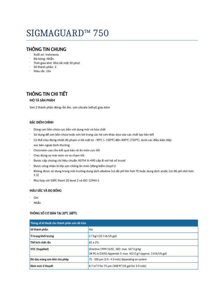 SIGMAGUARD 750 VN | PDF