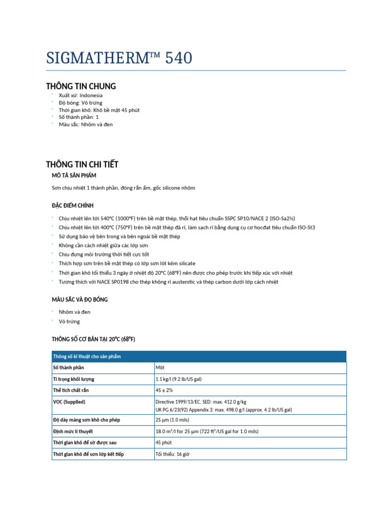 Sigmatherm 540 VN | PDF