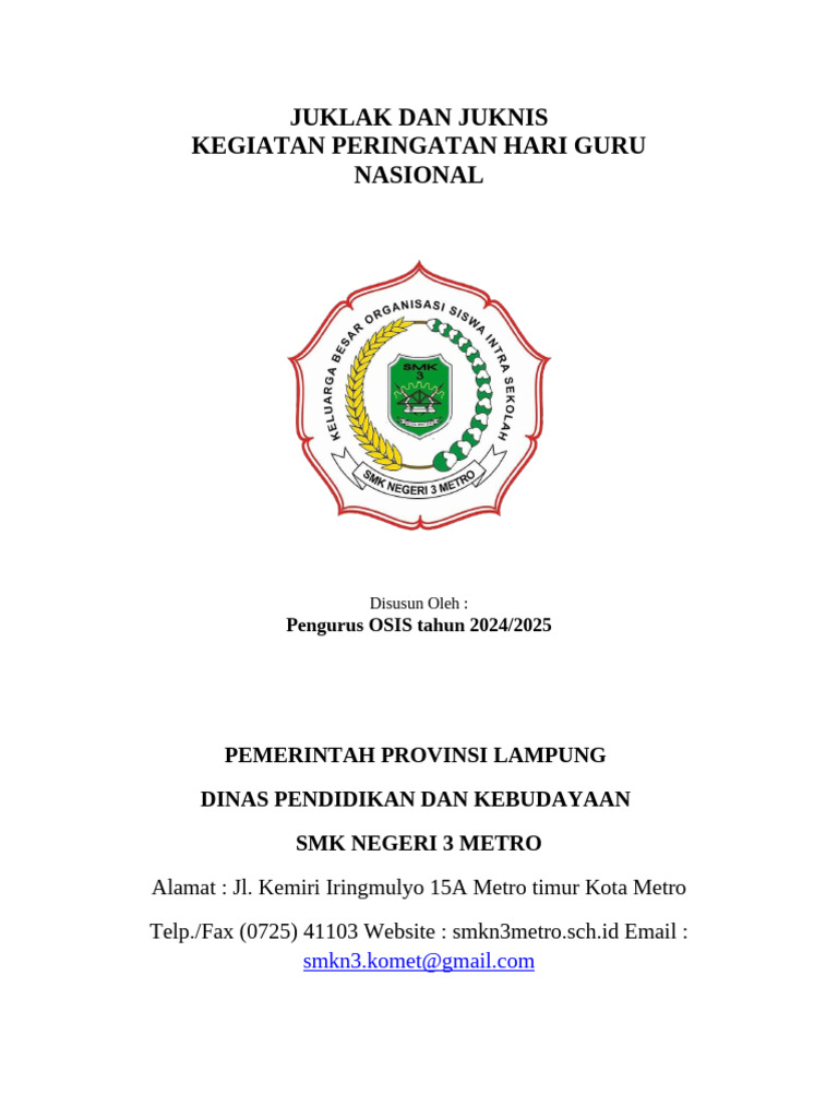 JUKLAK & JUKNIS KEGIATAN PERLOMBAAN HARI GURU | PDF