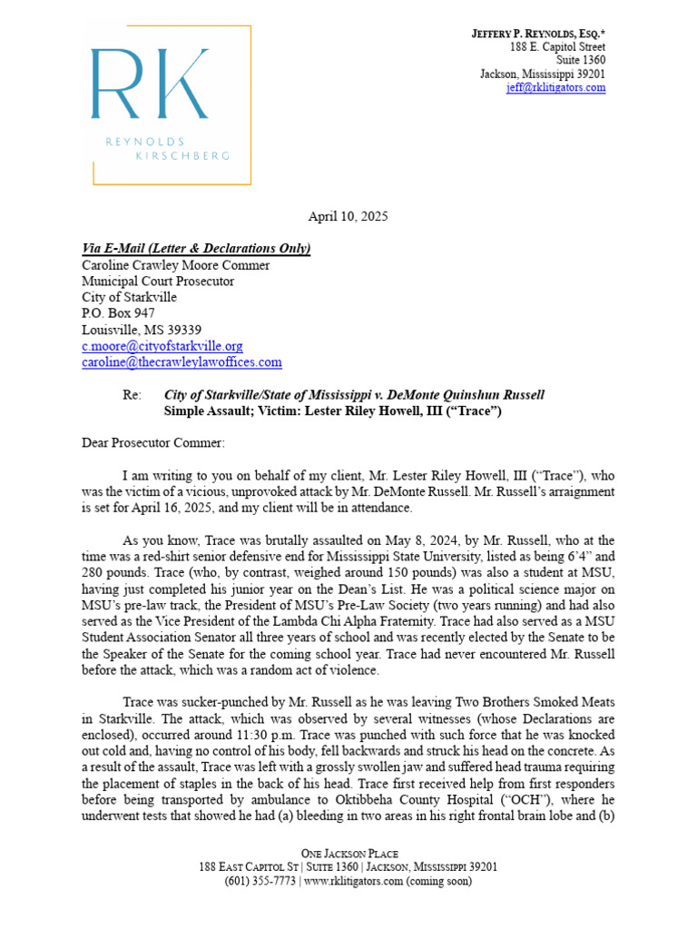 Victim's Letter to Prosecutor on Assault Case | PDF | Assault ...