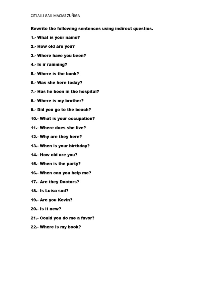 Indirect Questions | PDF