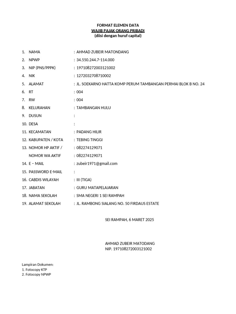 Format Elemen Data | PDF