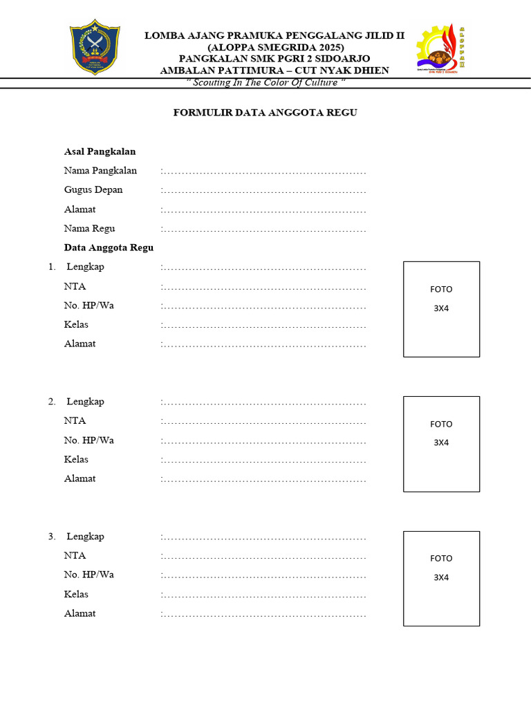Form Data Anggota Regu - 081019 | PDF