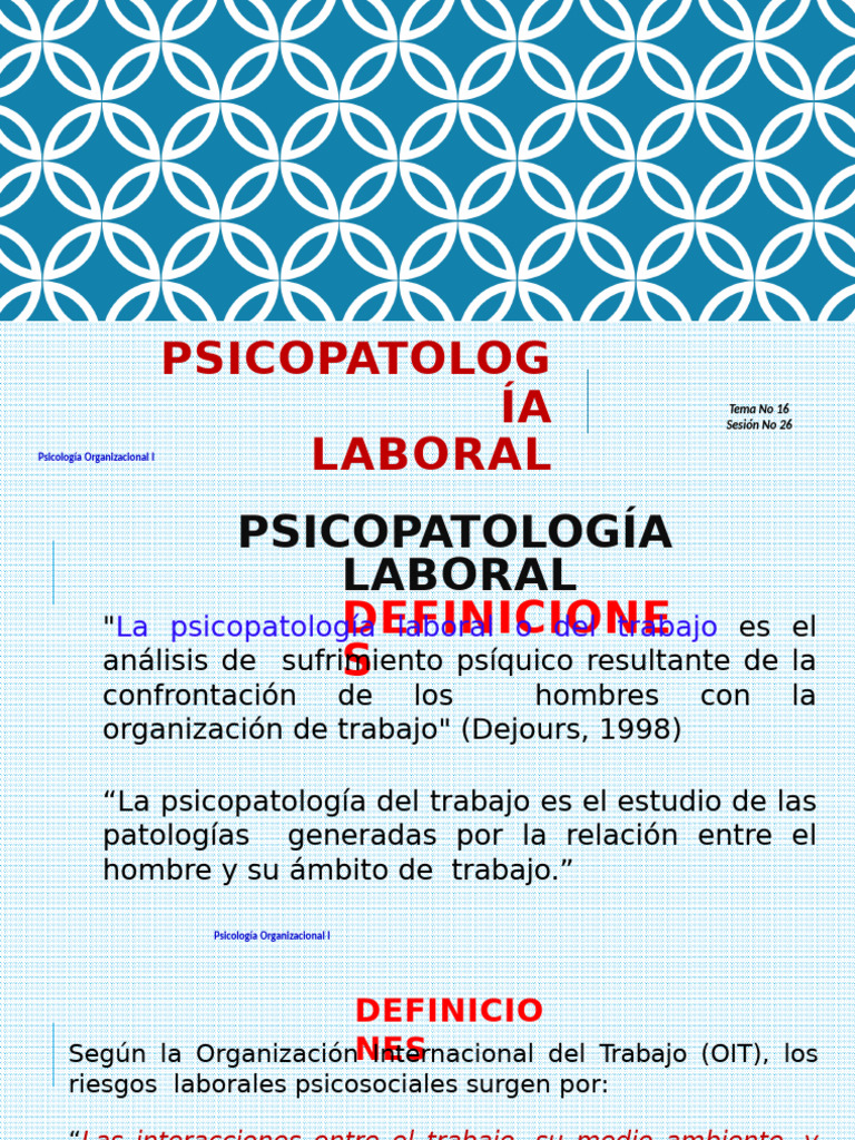 T17.0. Psicopatología Laboral. | PDF | Burnout ocupacional | Trastorno mental