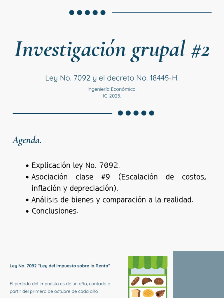 Ley No. 7092 y El Decreto No. 18445-H. | PDF | Depreciación | Contabilidad