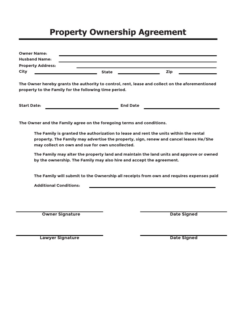 Property Ownership Agreement Template | PDF