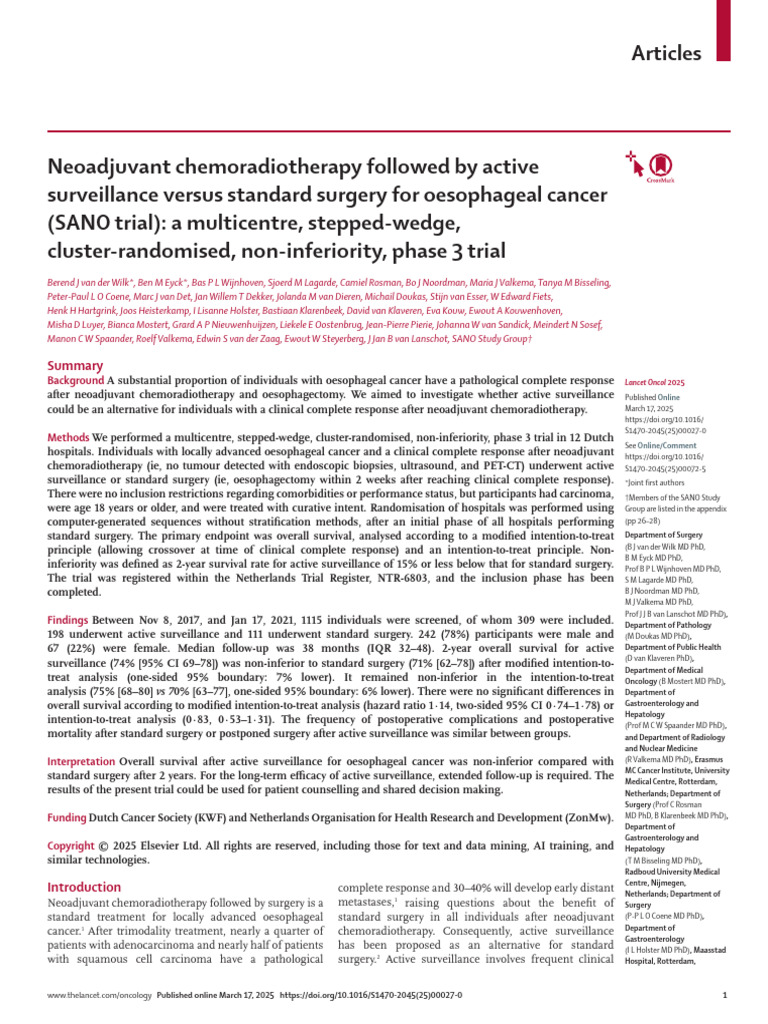 Sano Trial | PDF | Effect Size | Radiation Therapy