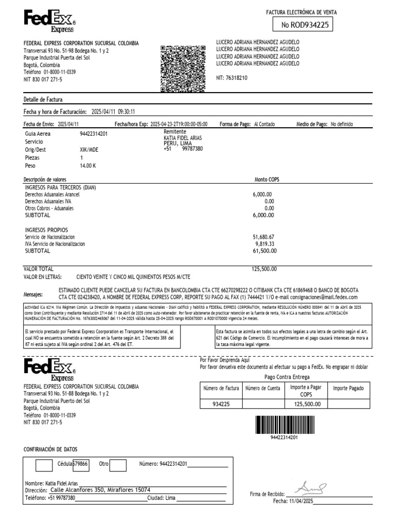 Facturacion de Fedex | PDF