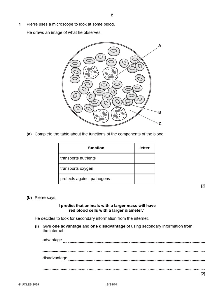 Yr8 Science Homework 25.4.9 | PDF | Blood | Atoms