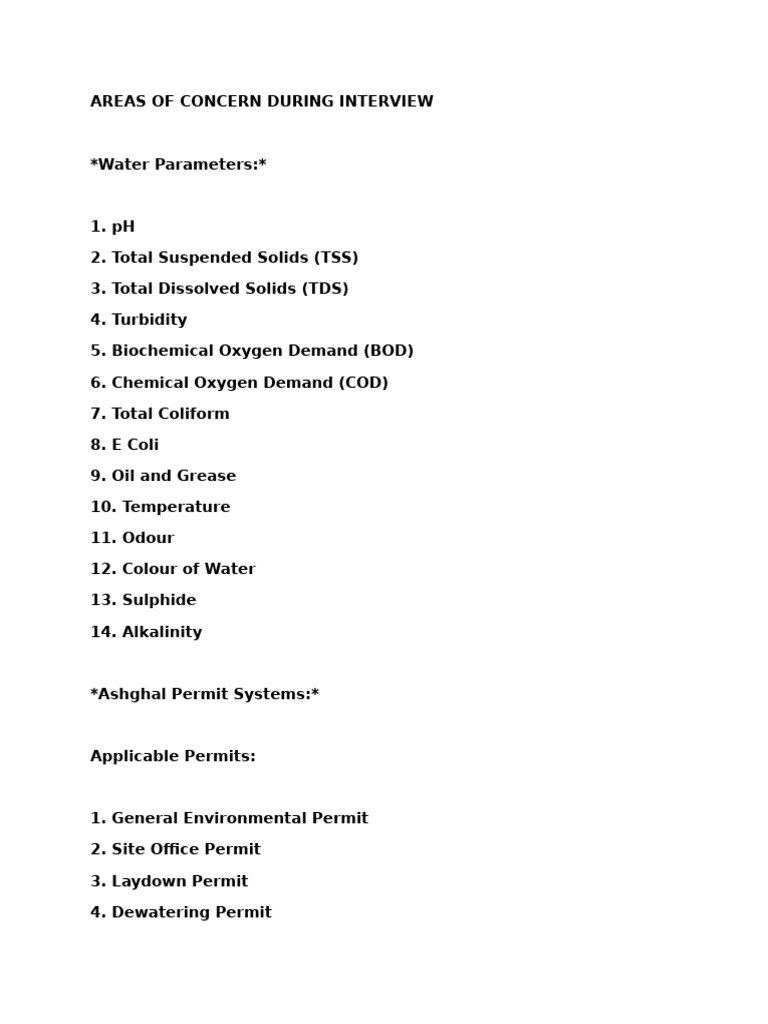 Environmental Interview Questions Guide | PDF | Environmental Impact ...
