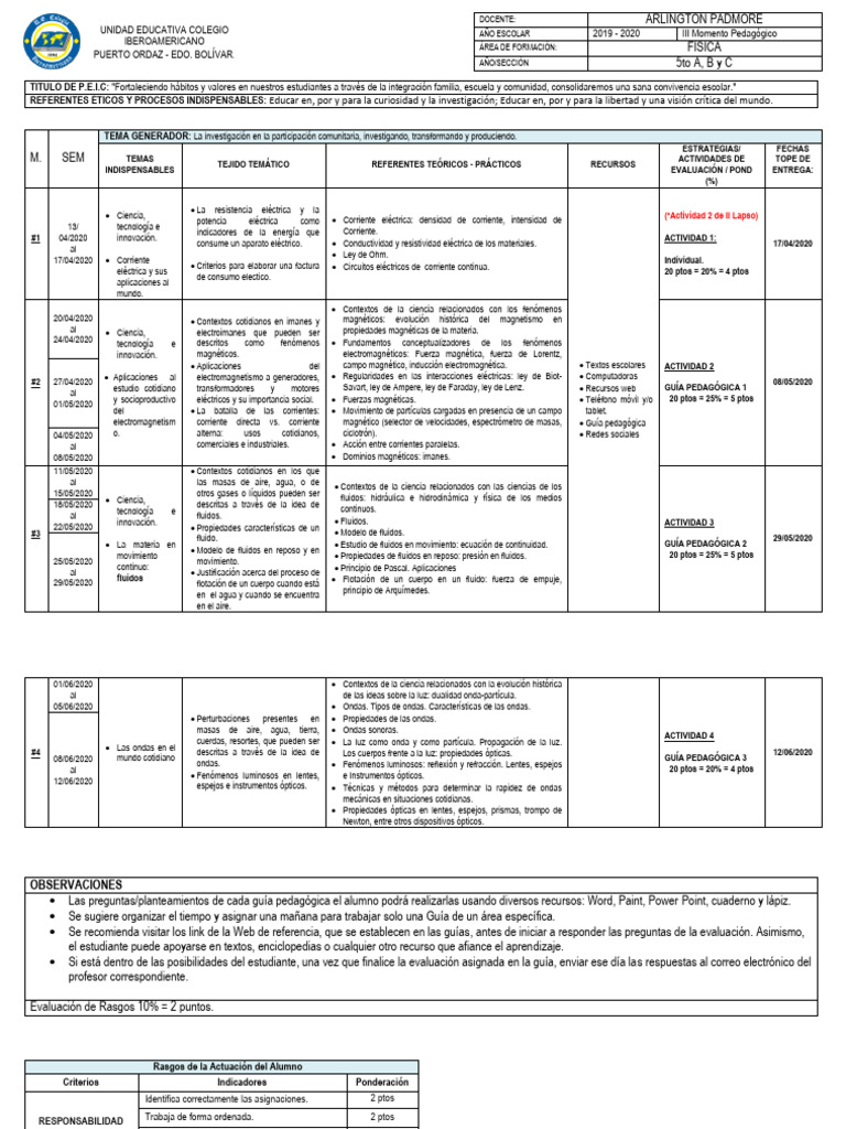 Plan III Lapso Fisica 5to Año | PDF | Olas | Electromagnetismo
