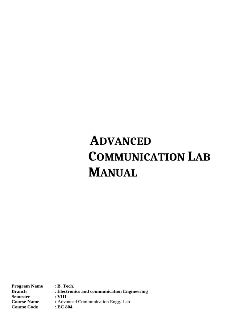 Advanced Communication Lab Manual-Sirt | PDF | Modulation | Antenna (Radio)