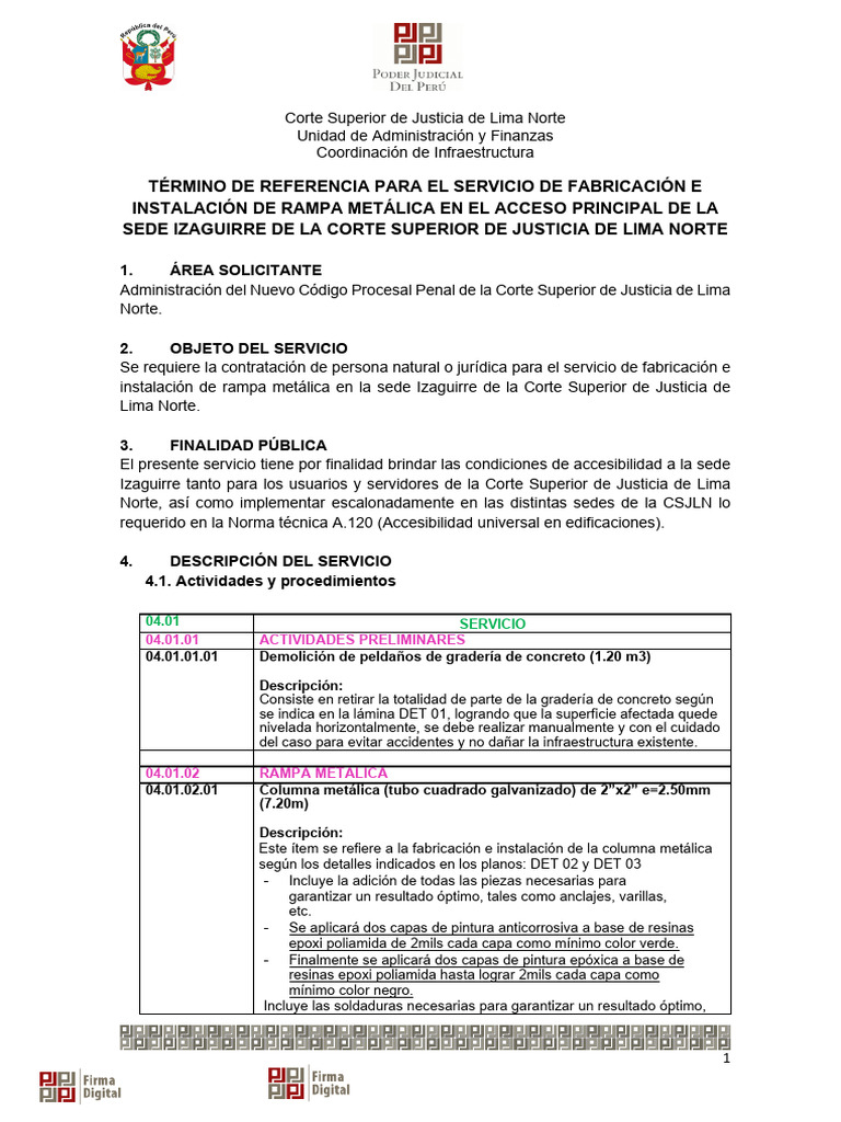 Rampa Metálica para Acceso CSJ Lima Norte | PDF | Lima | Epoxy