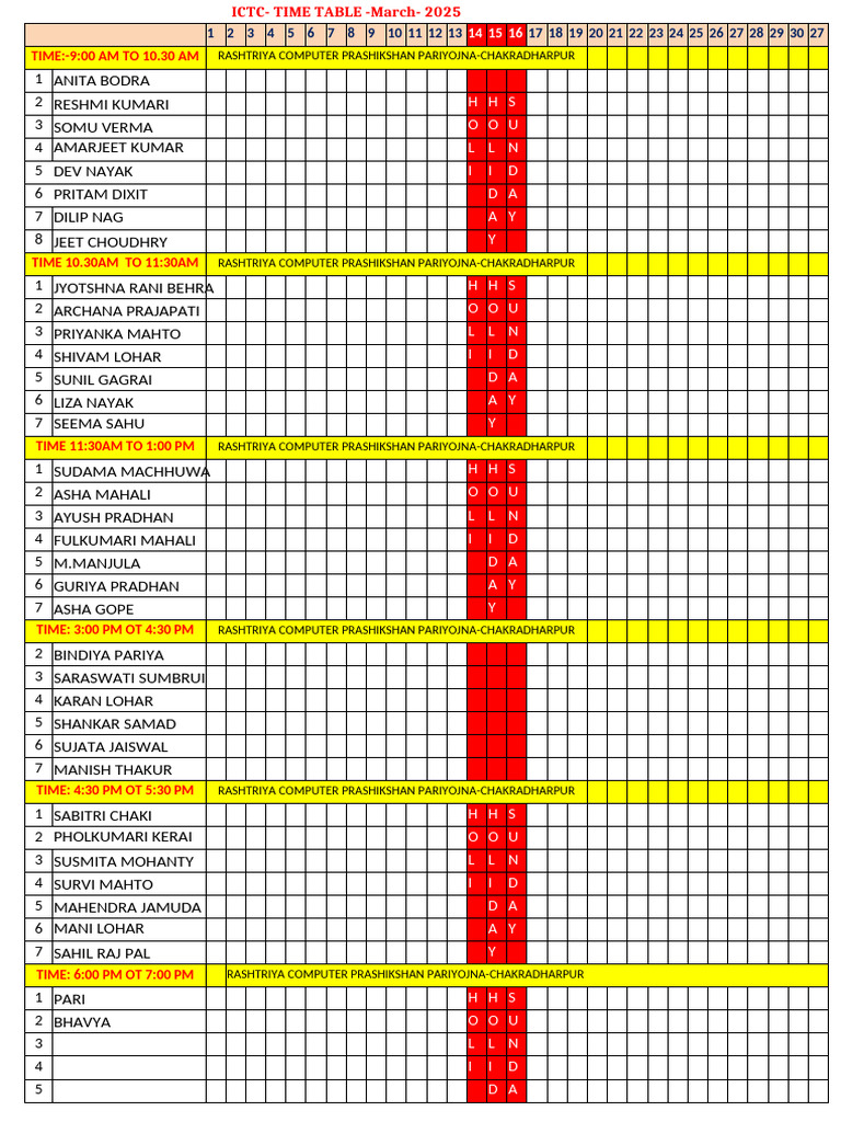 Attendence Sheet | PDF