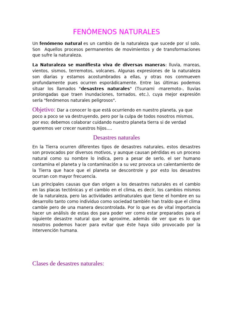 Fenómenos Naturales y Desastres | PDF | Desastres naturales | Tormentas