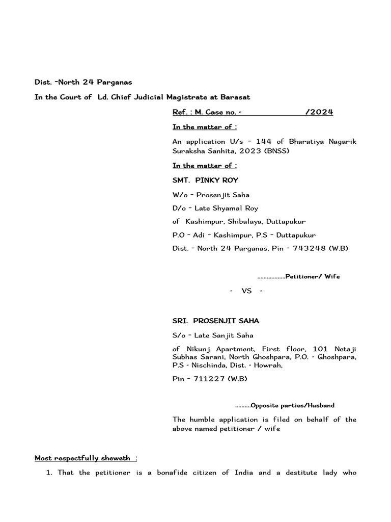 Petition Under Section 125 CRPC Against Husband | PDF | Marriage | Affidavit