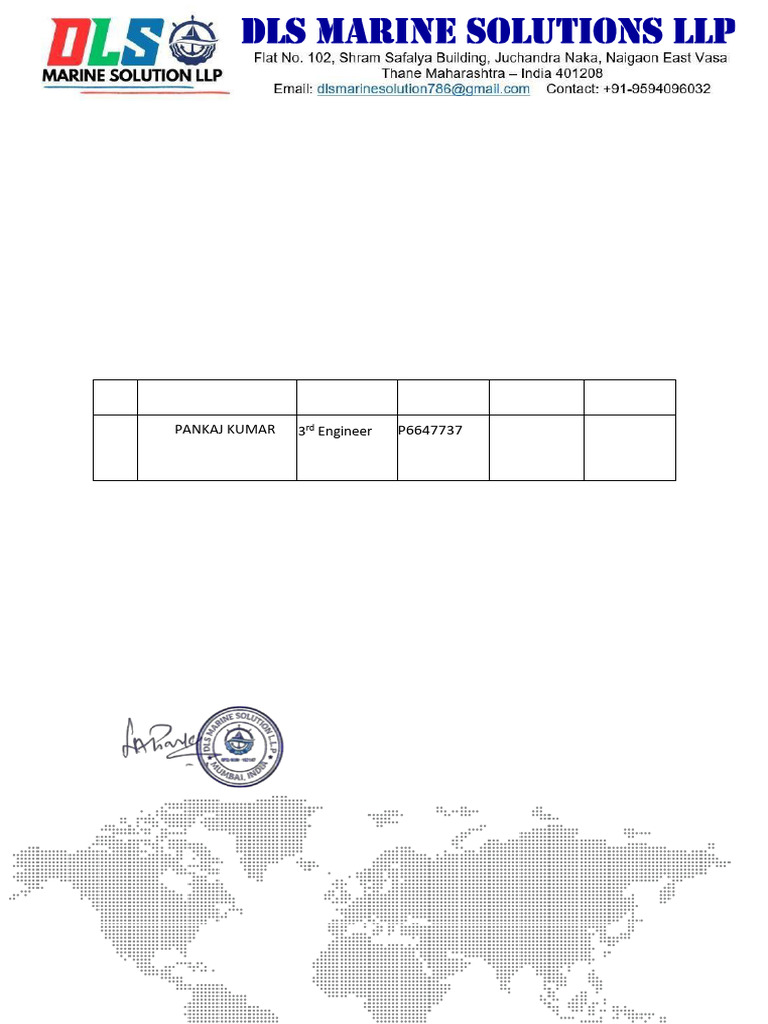 Seaman Boarding Certification Letter | PDF