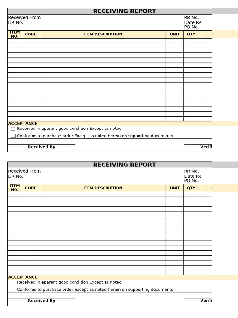 Recieving Report Format | PDF | Procurement | Logistics