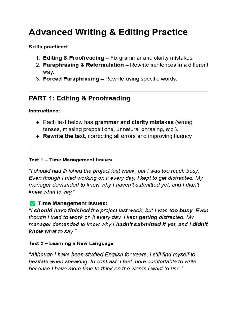 Advanced Writing Exercises | PDF | Human Communication | Cognitive Science