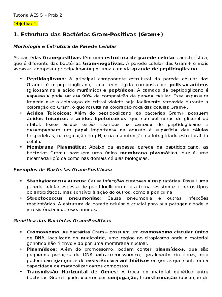 Estruturas e Genética de Bactérias Gram+ e Gram- | PDF | Respiração ...