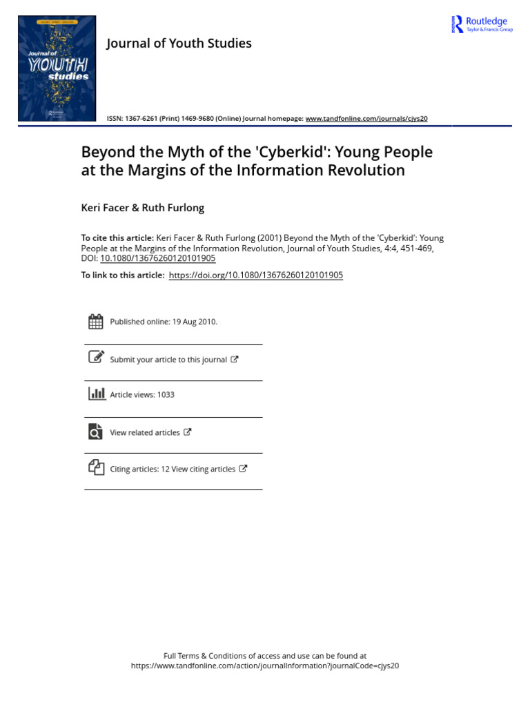 Beyond The Myth of The Cyberkid Young People at The Margins of The Information Revolution | PDF ...