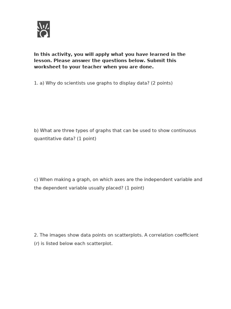 Data Analysis Practice Worksheet | PDF | Scatter Plot | Data Analysis