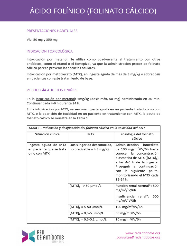 Acido Folinico Red Antidotos 2021 | PDF | Organización Mundial de la ...