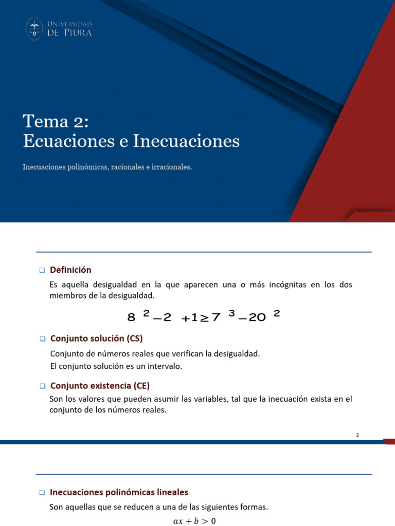 Inecuaciones | PDF | Desigualdad (Matemáticas) | Números