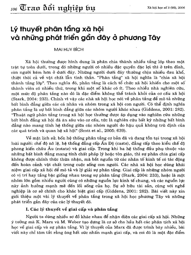 Ly Thuyet Phan Tang Xa Hoi | PDF