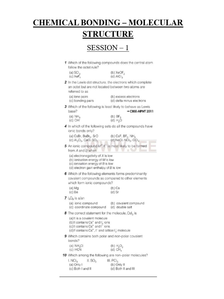 4 Chemical Bonding NEET Practice | PDF