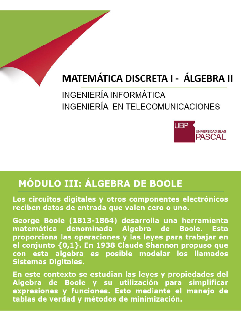 U3 Alg. Bool | PDF | Álgebra de Boole | Enseñanza de matemática