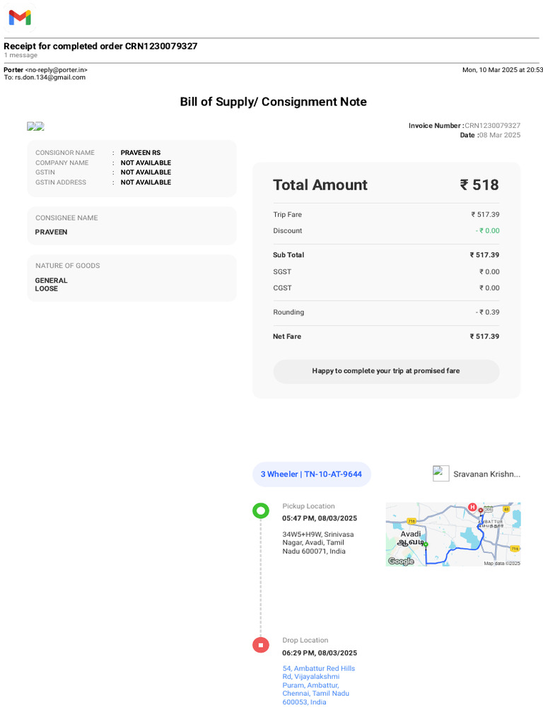 Gmail - Receipt For Completed Order CRN1230079327 | PDF | Business ...