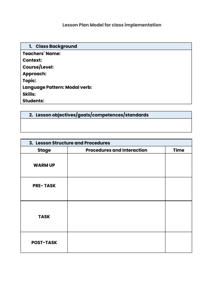 Lesson Plan Model | PDF