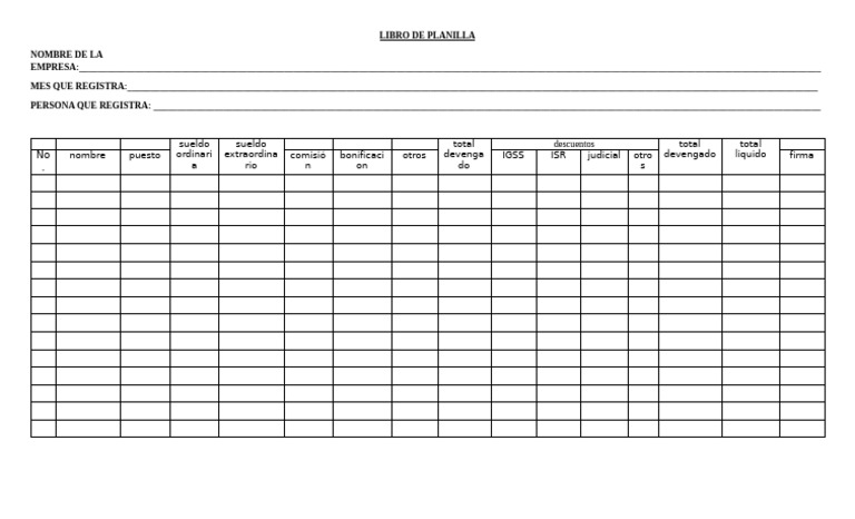 Libro de Planilla | PDF